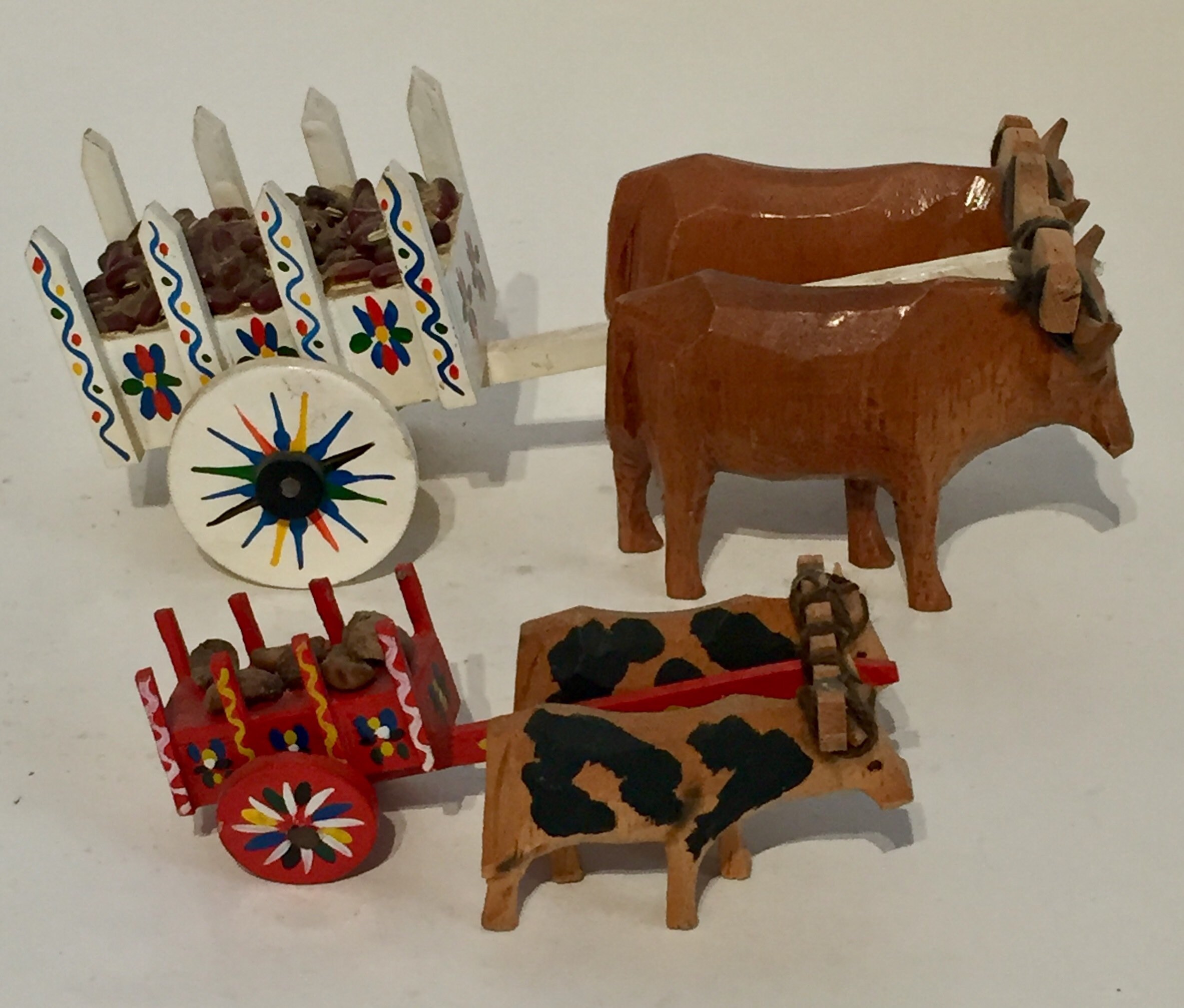 Costa Rican Mini Folkart Wooden Cart With Oxen - Etsy