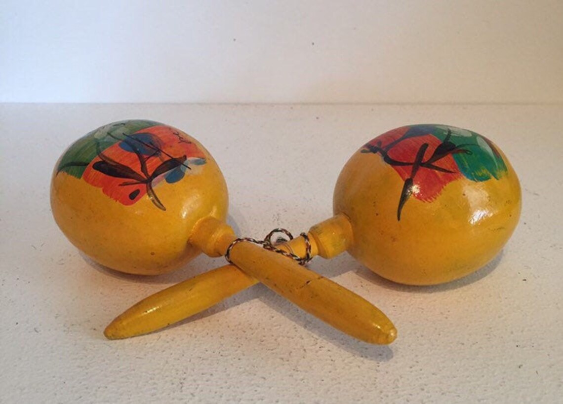 Mexican Vintage Yellow Maracas - Etsy