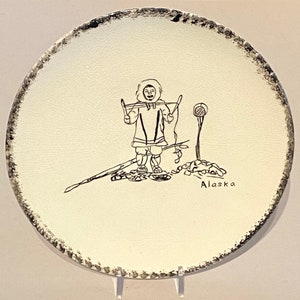 USA Alaskan Plate. Inuit - Eskimo Native Ice Fishing - Etsy