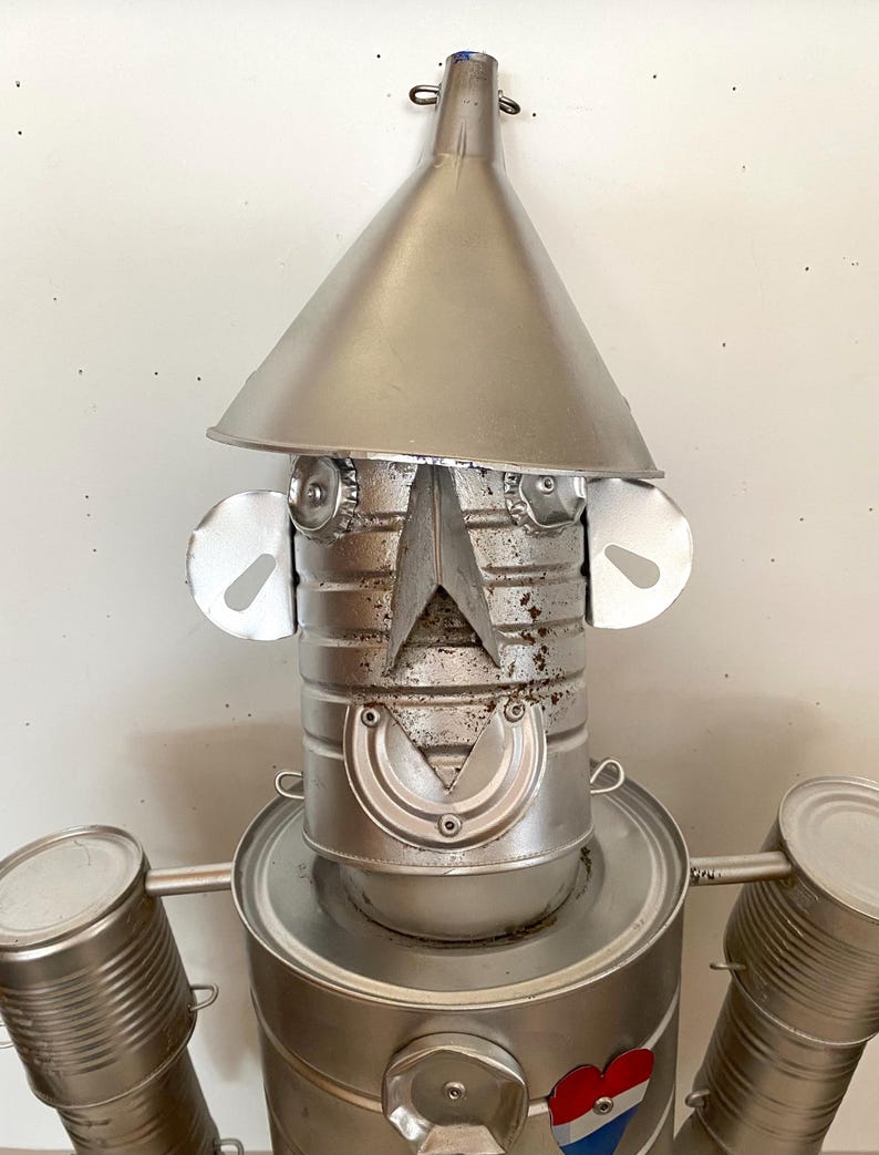 USA Recycled Tin Man - Tin Can Robot Figure - Etsy