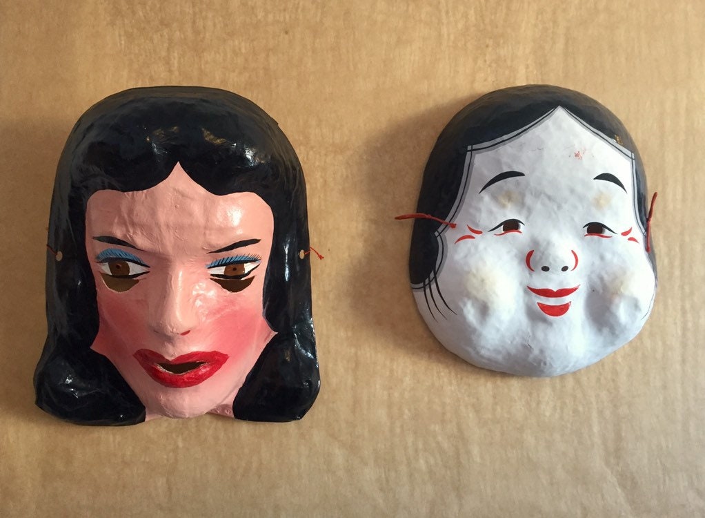Japanese Papiér Maché Dance Mask - Etsy
