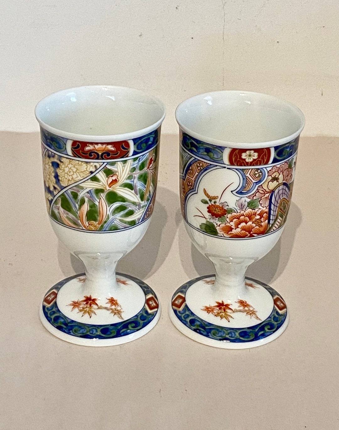 Japanese Goblet Style Ceramic Cups Set/2 - Etsy