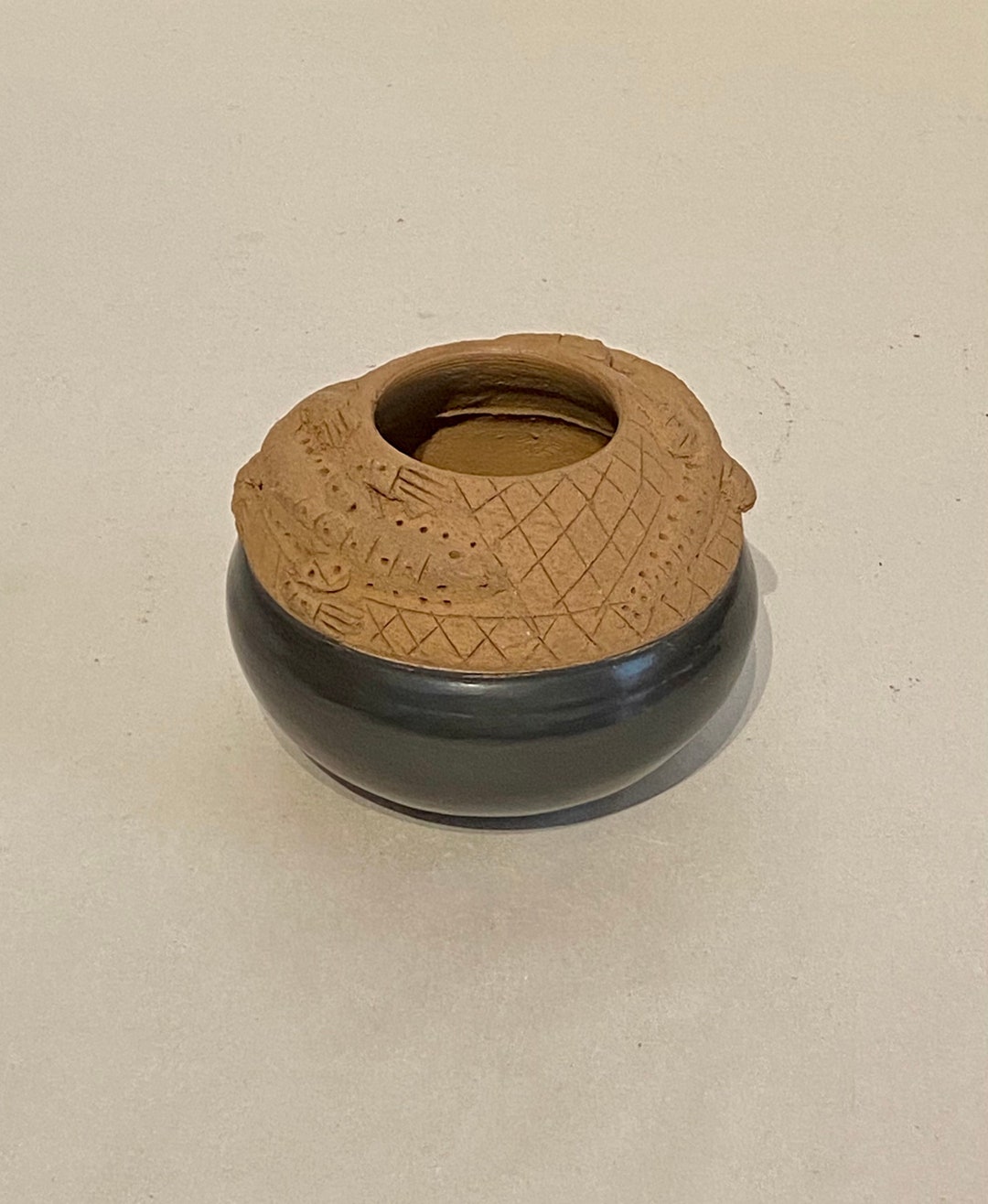 Costa Rican Terra Cotta and Black Burnished Clay Pot - Etsy