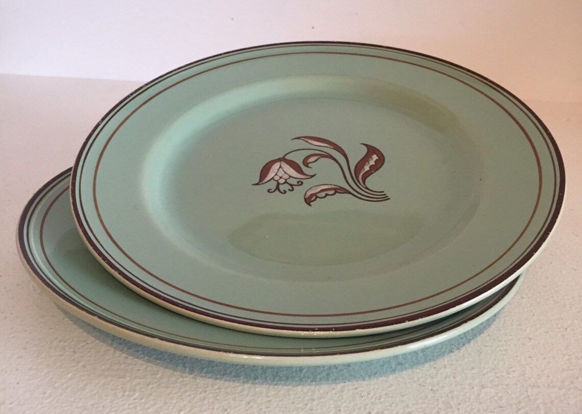 Frederick Lunning 1950s Celadon Plates Set/2 | Etsy