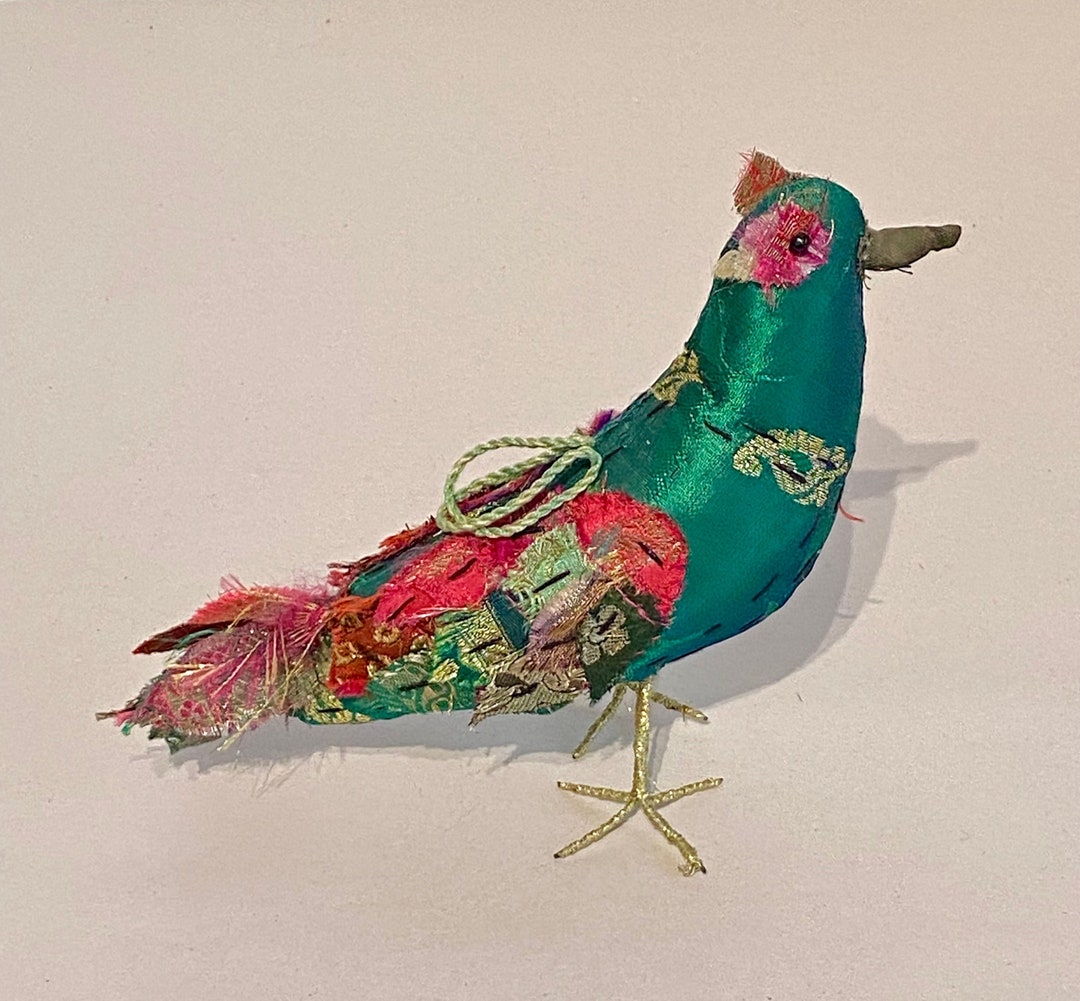 Indian Recycled Silk Sari Saree Bird Ornament - Etsy