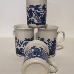 English Blue Willow Vintage Mugs Set 4 - Etsy