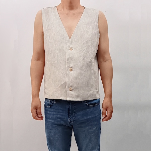 Linen Vest - Etsy