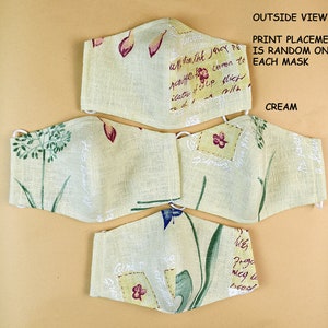 Linen Cotton 2 Layer Face Mask / Easy Breath / Filter Pockets / Nose ...