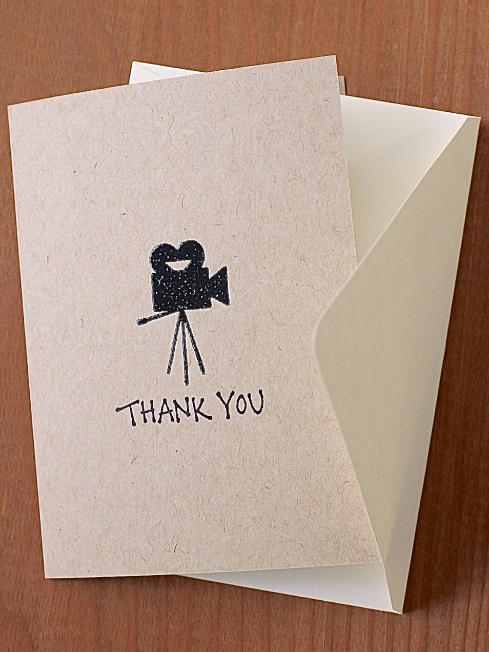 Handmade Vintage Movie Camera Thank You Card, Cards for Movie Fans ...
