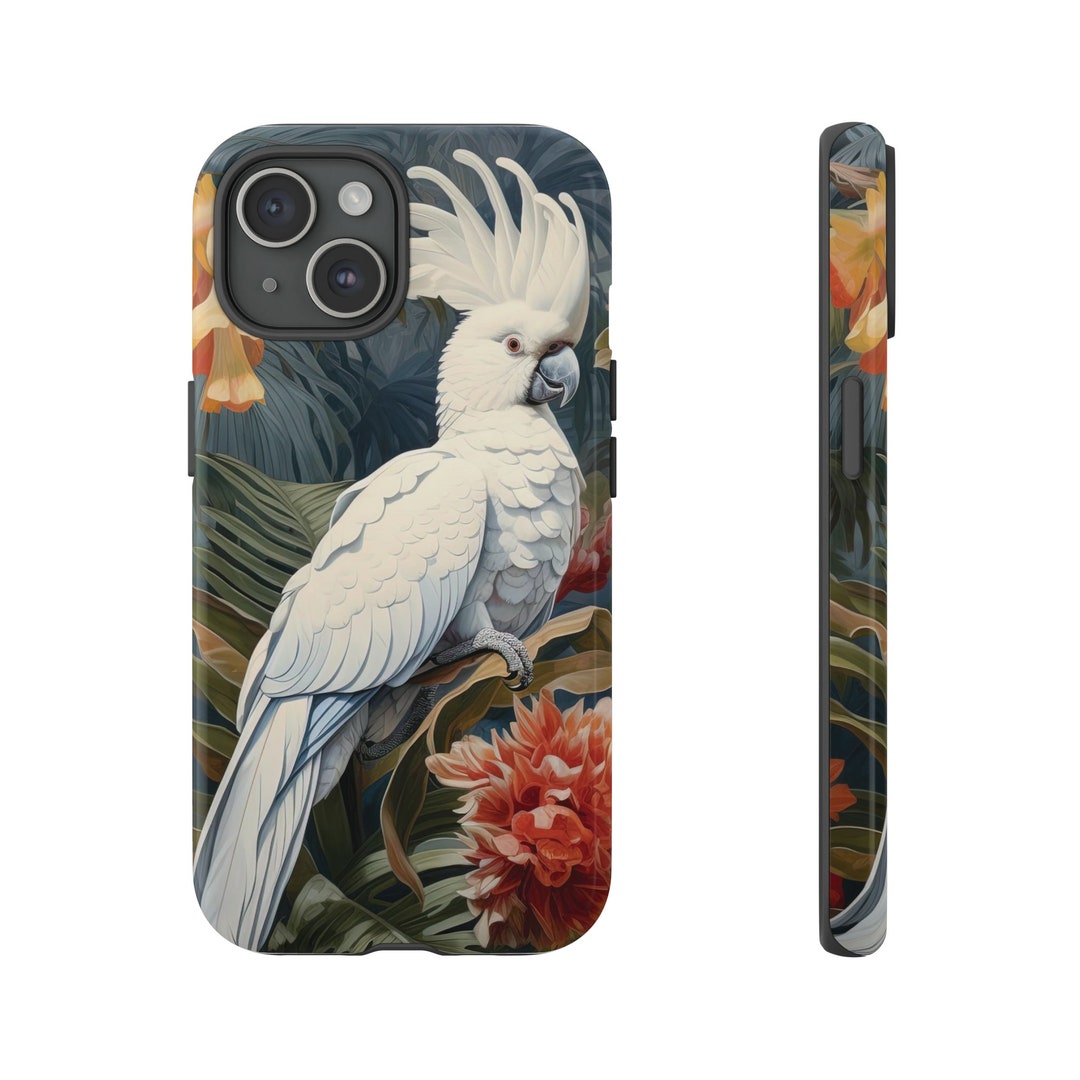 Cockatoo Bird Phone Case: Tropical Floral Tough Case - Etsy