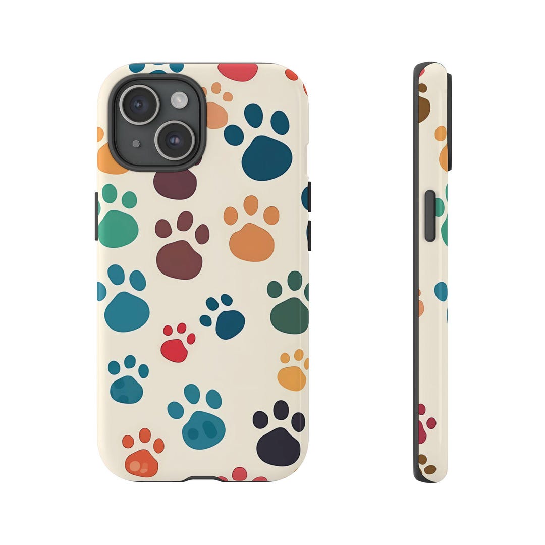 Colorful Dog Paw Print Tough Phone Case: Iphone, Galaxy, Pixel - Etsy