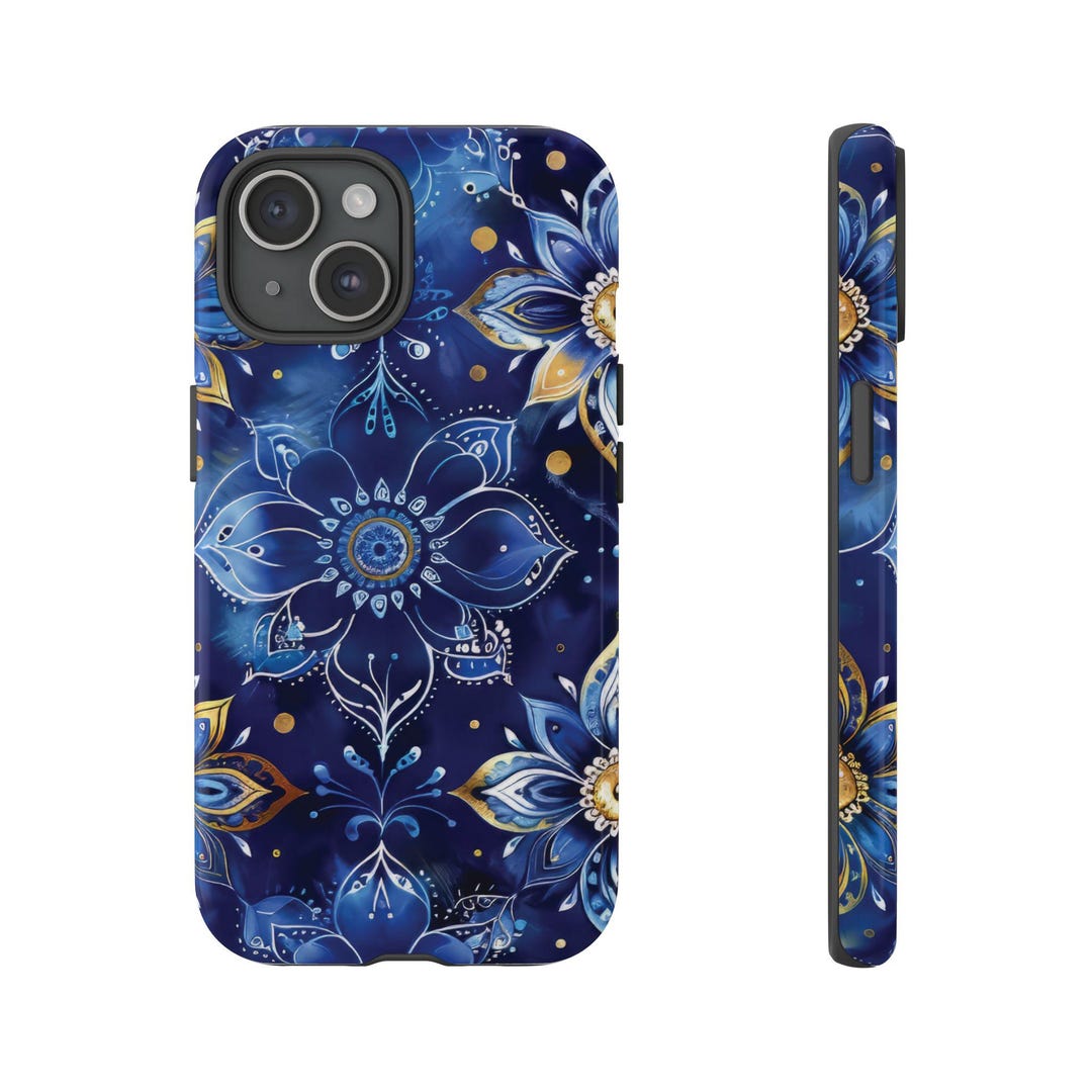 Bright Blue Bohemian Abstract Design Tough Phone Cases. iPhone Samsung ...