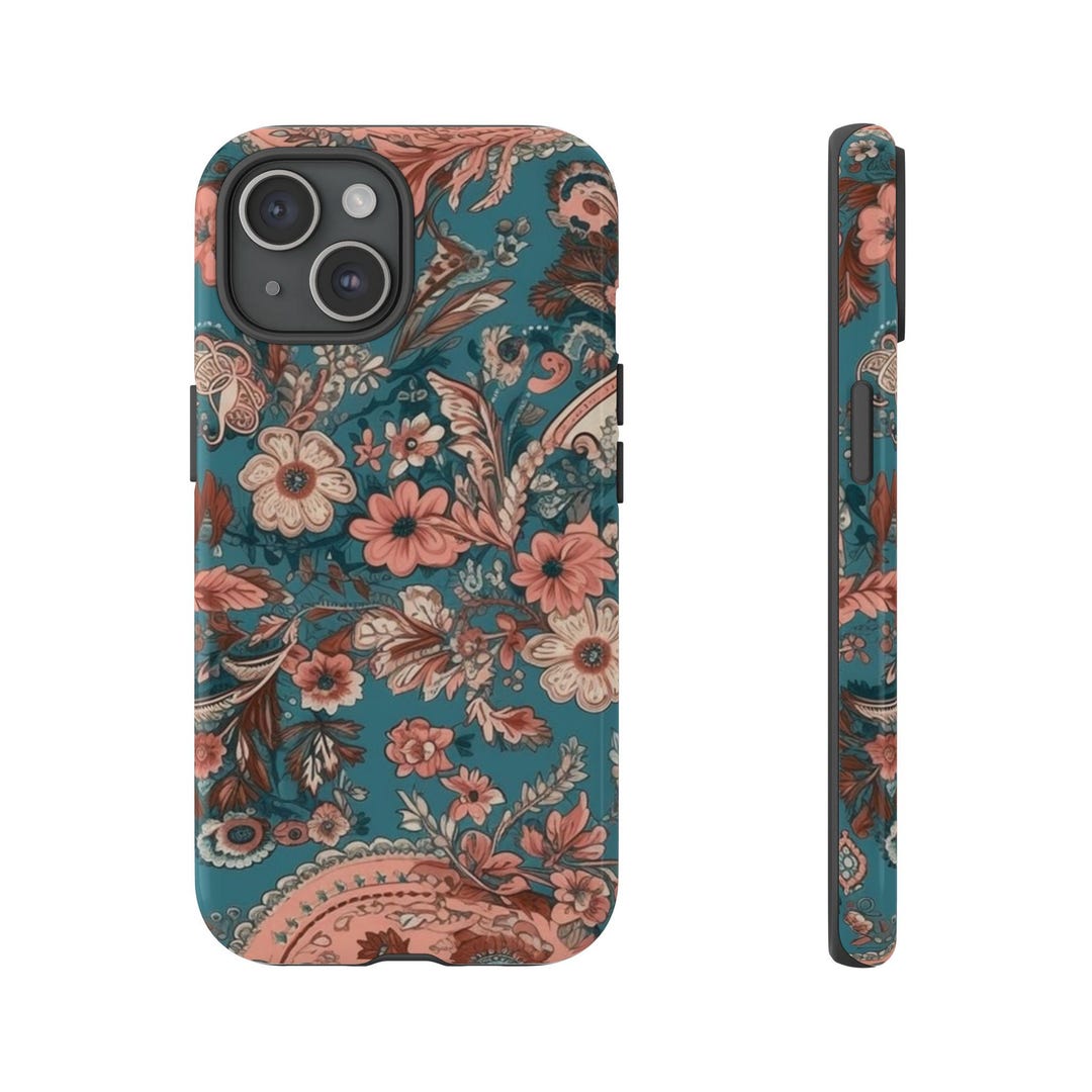 Blue and Pink Floral Bohemian Style Design Tough Phone Cases. iPhone ...
