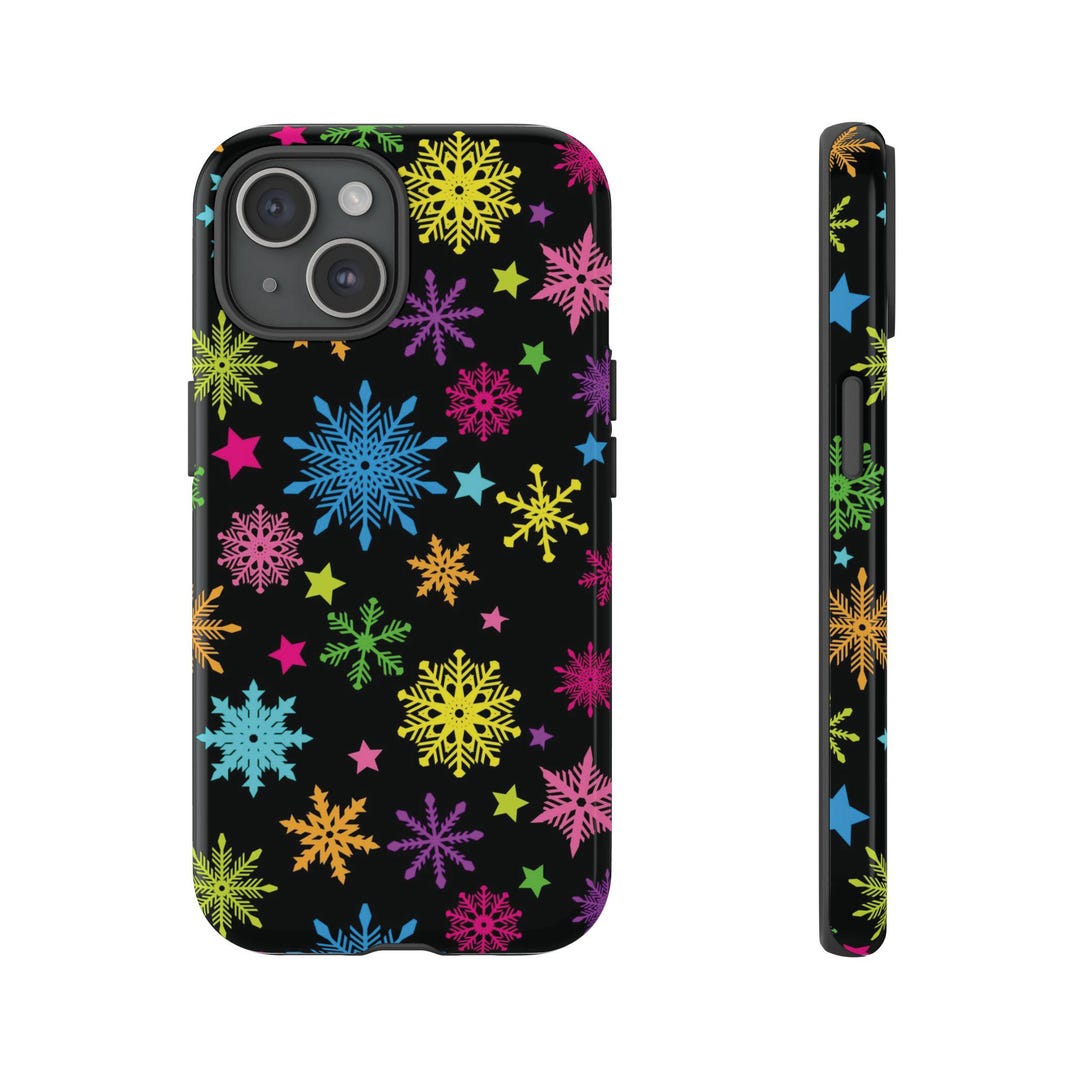 Black and Neon Snowflakes Tough Phone Case for Apple Iphone, Samsung ...