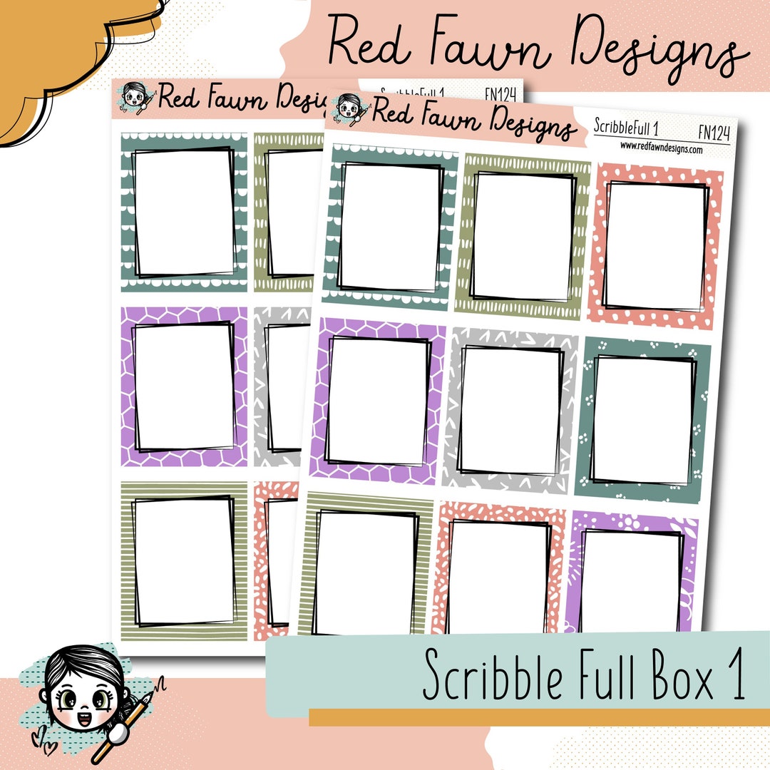 Scribble Full Boxes - Functional - Planner Stickers, Character Stickers ...
