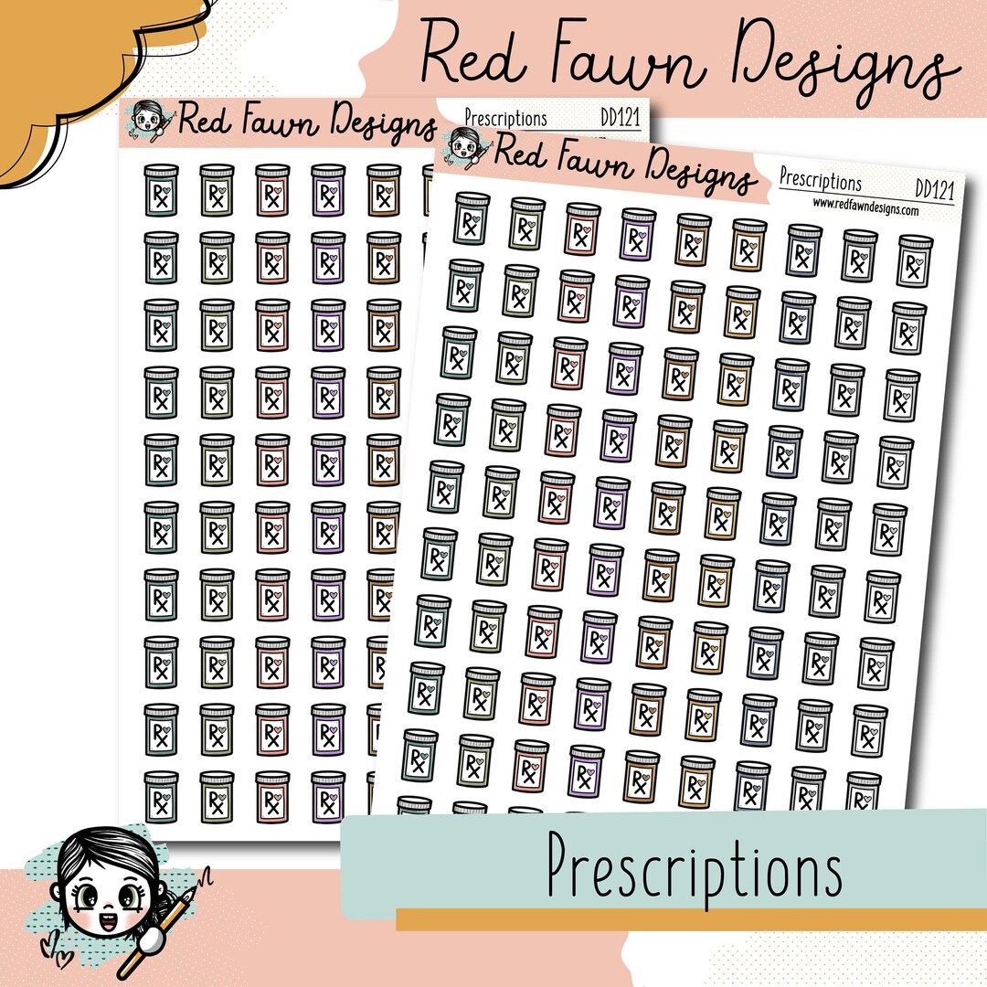 Prescriptions - Icons - Planner Stickers, Doodle Stickers, Hand Drawn ...
