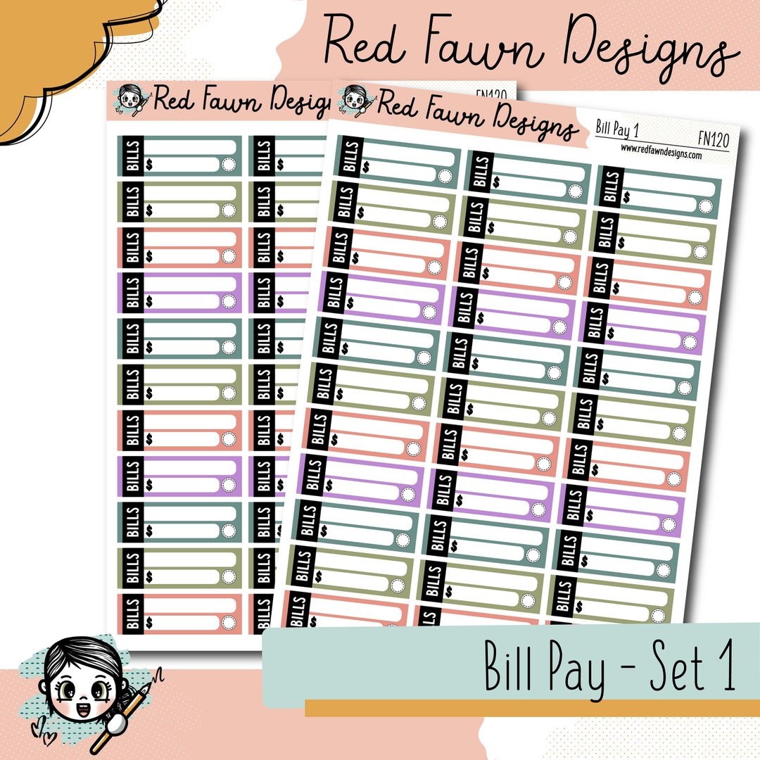 Bill Pay Boxes - Functional - Planner Stickers, Character Stickers ...