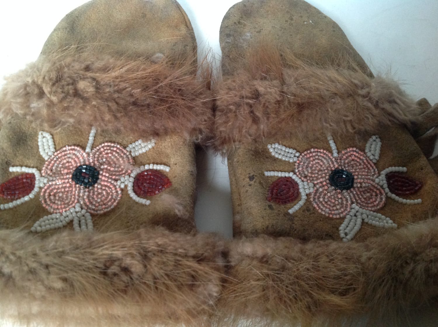 Vintage Antique Native American Mittens/beaded Leather Gauntlet Mitts ...