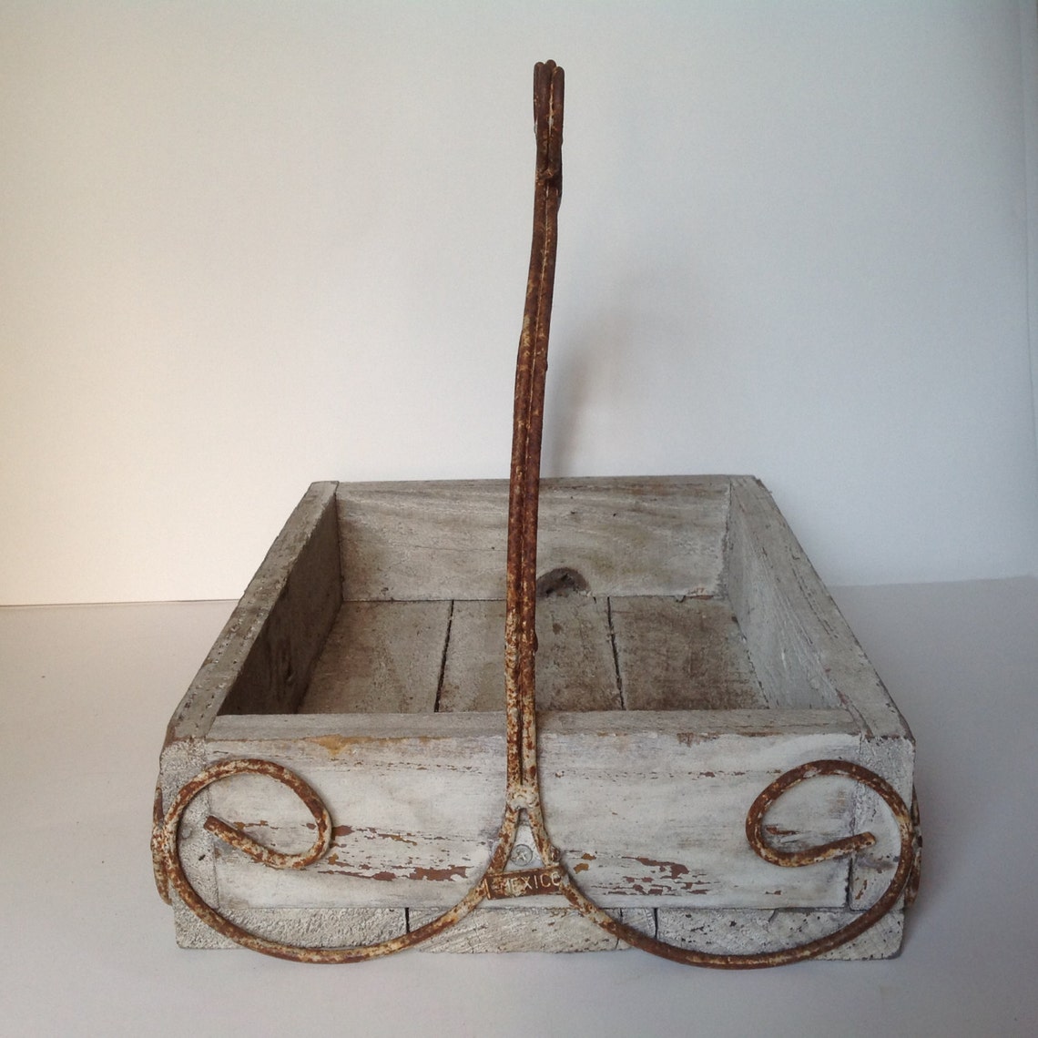 Rustic Primitive Wood Box/farmhouse Basket/salvaged Wood/rusty Iron ...