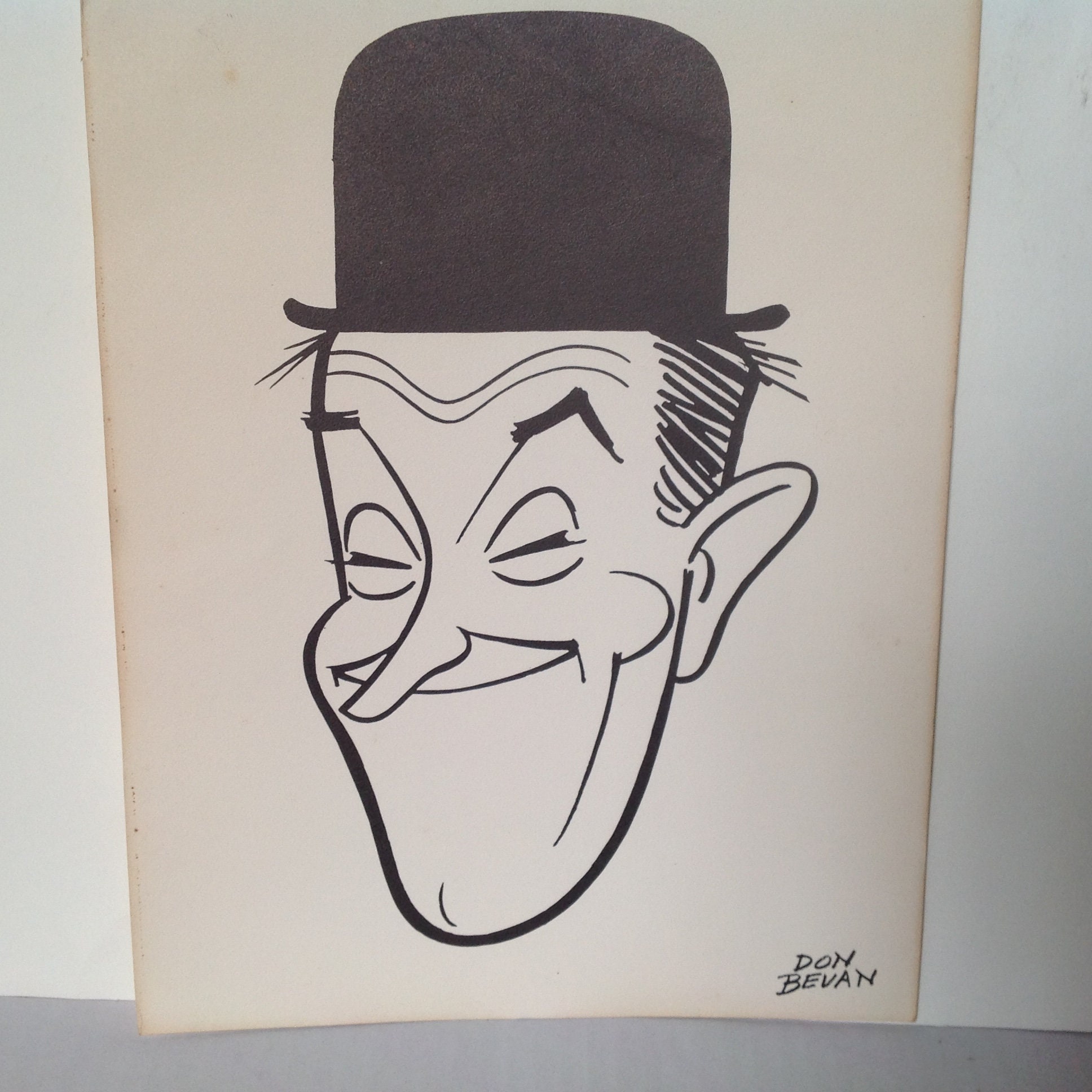 Vintage Stan Laurel Caricature Print/don Bevan Celebrity Caricature ...