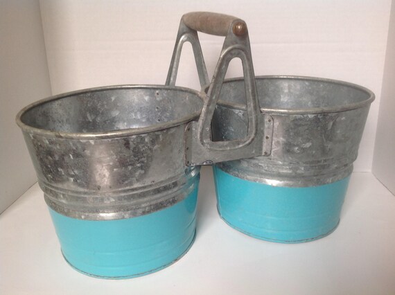 Vintage Farmhouse Double Pails/attached Galvanized | Etsy