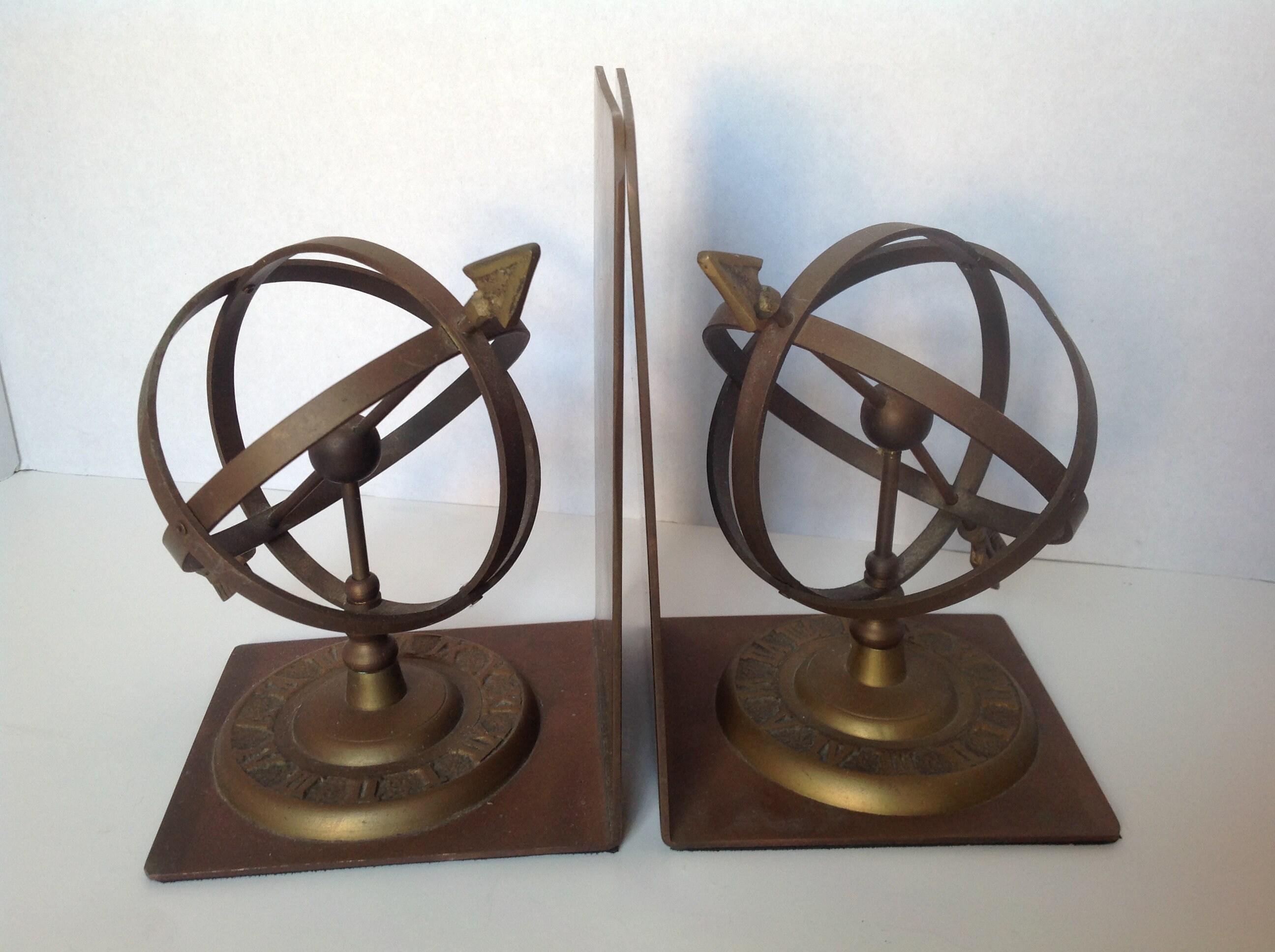 Vintage Globe Sphere Sundial Bookends/mid Century Office | Etsy