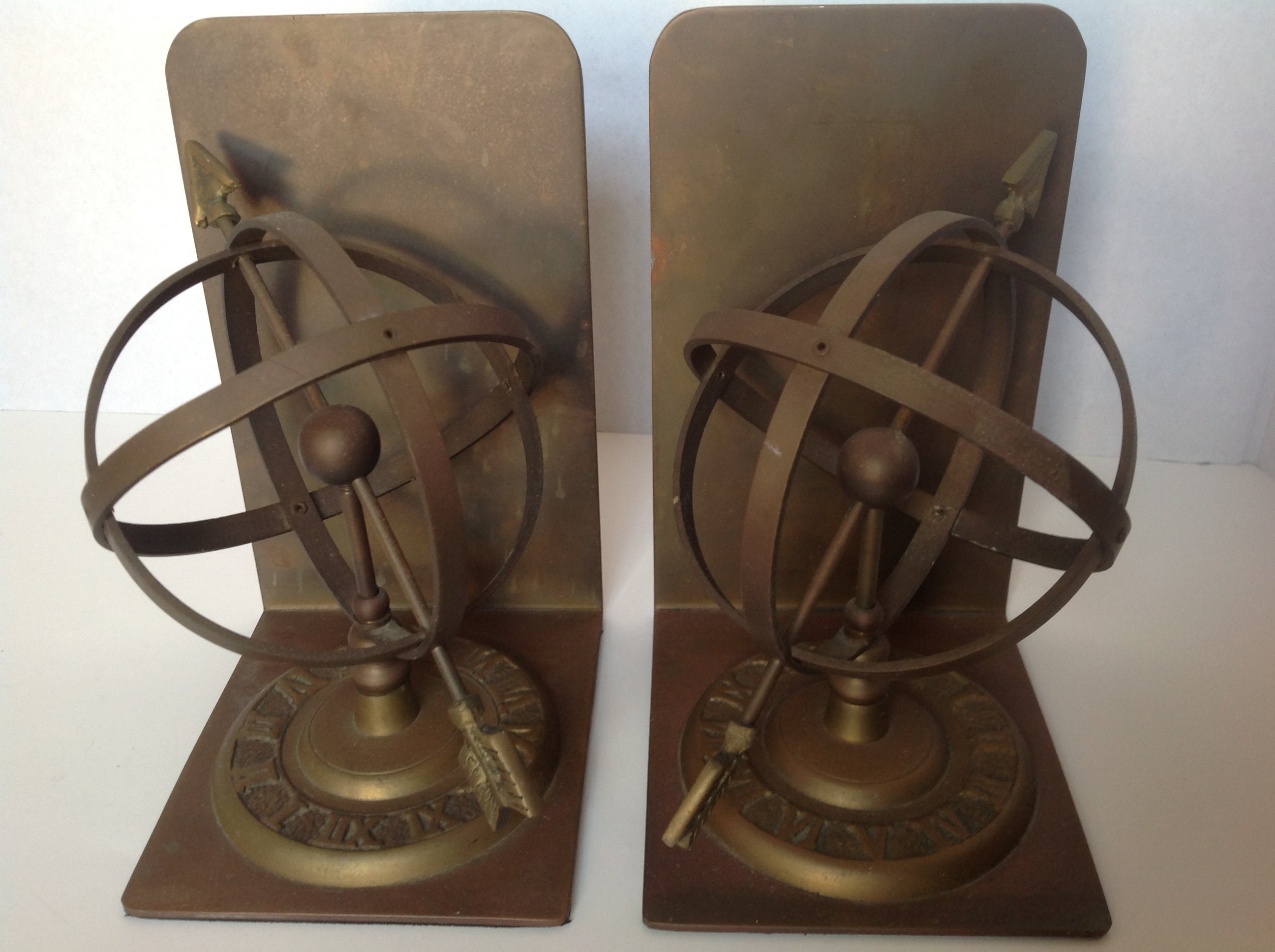 Vintage Globe Sphere Sundial Bookends/mid Century Office | Etsy
