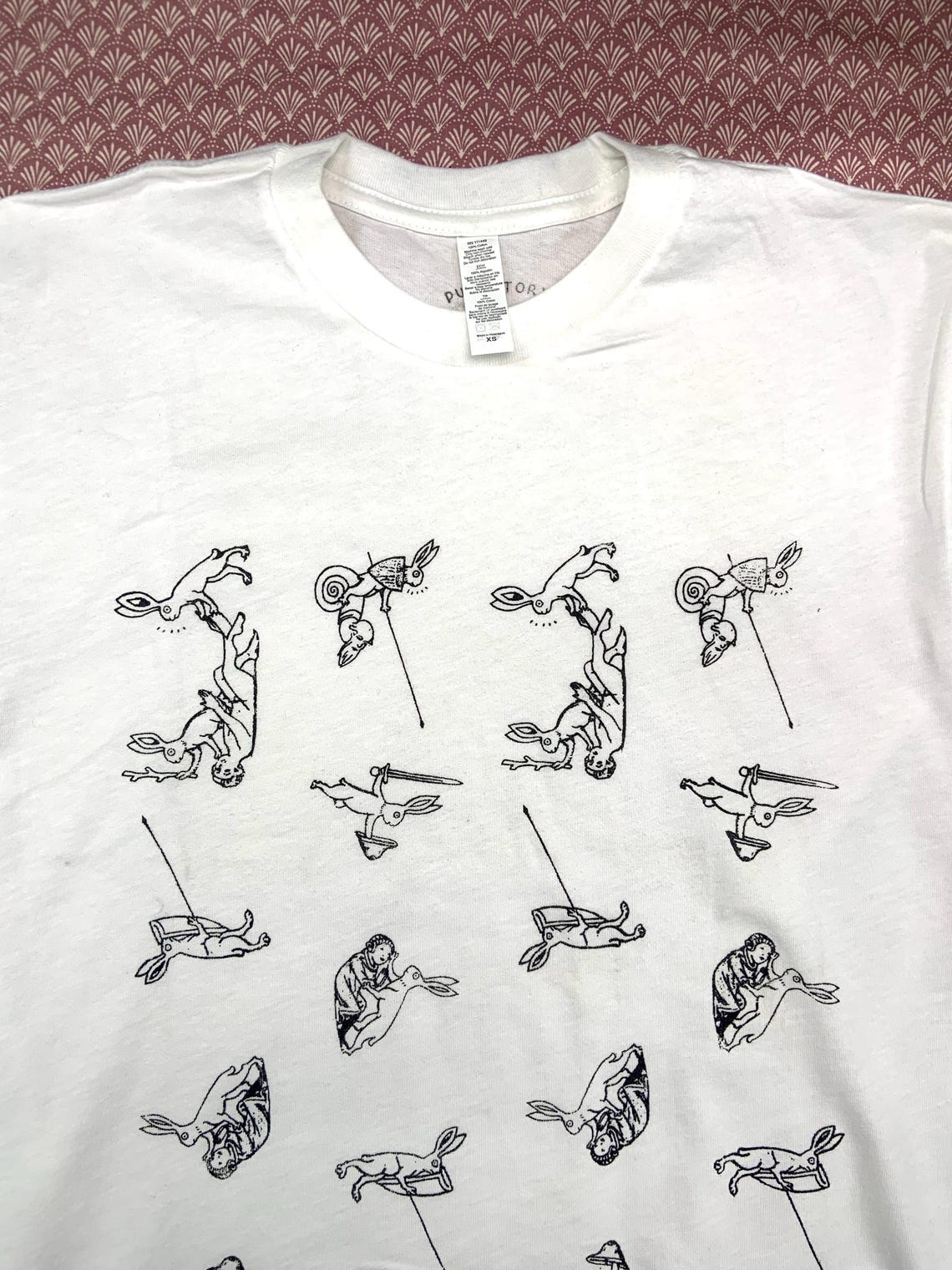 Medieval Rabbit Pattern Tee Medieval Marginalia Breviary - Etsy