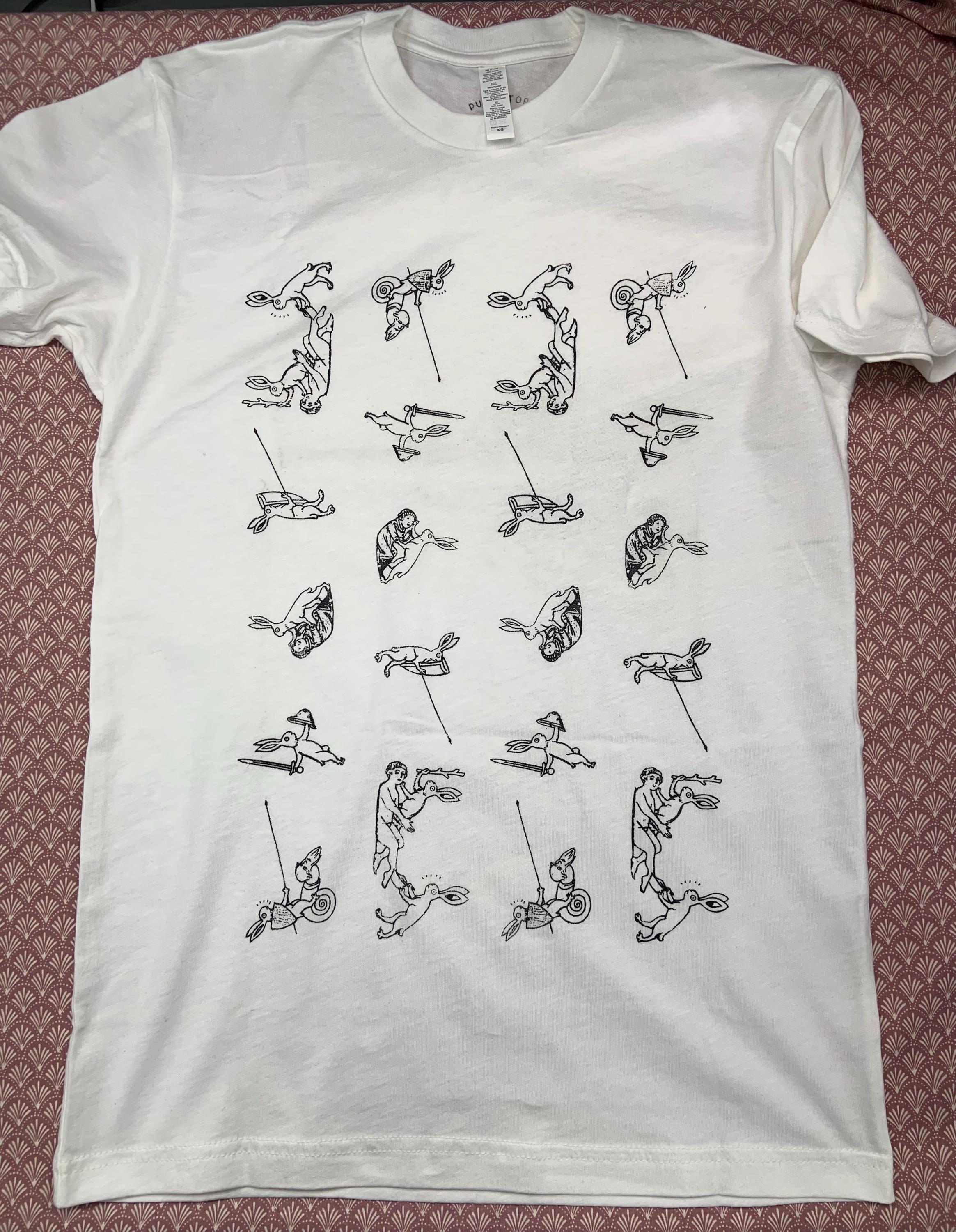 Medieval Rabbit Pattern Tee Medieval Marginalia Breviary - Etsy