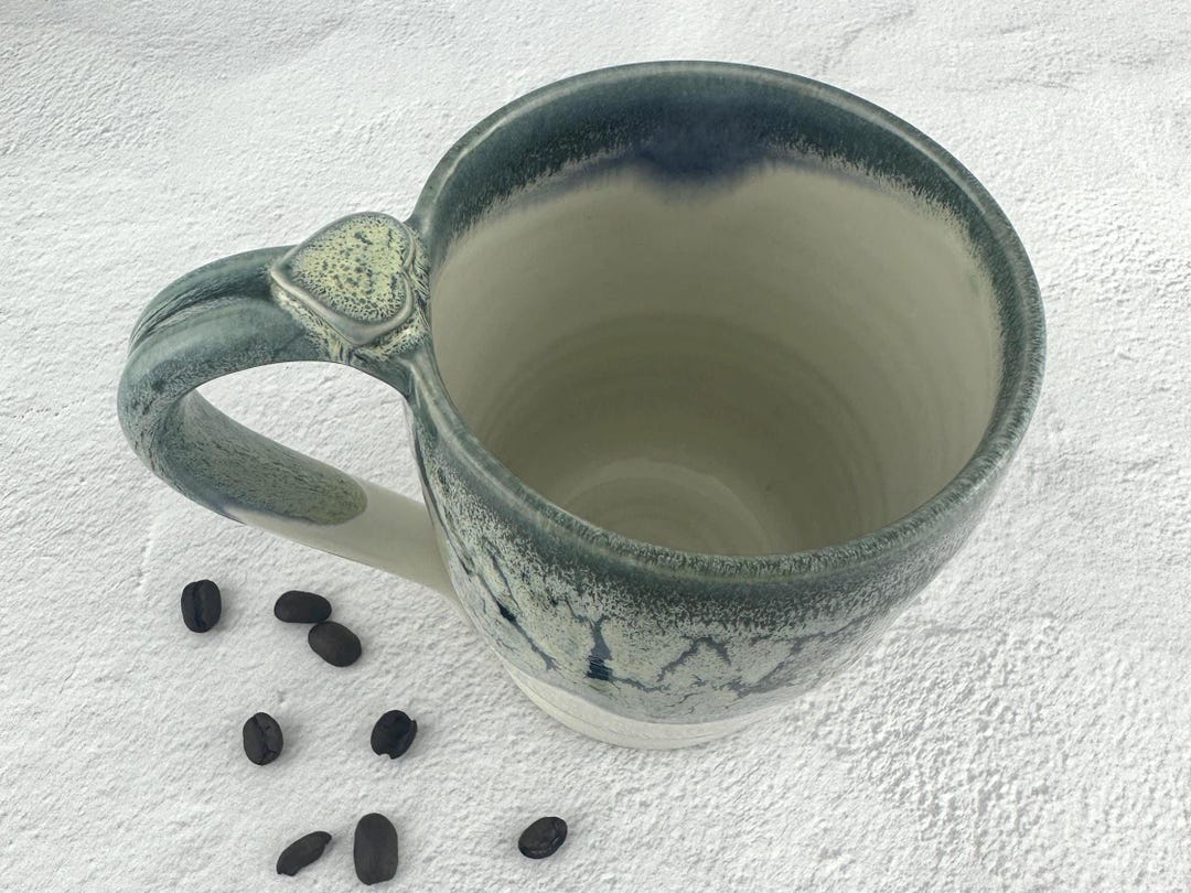 Heart Thumb Rest Mug, Handmade Ceramic Coffee Cup, Coffee Mug With ...