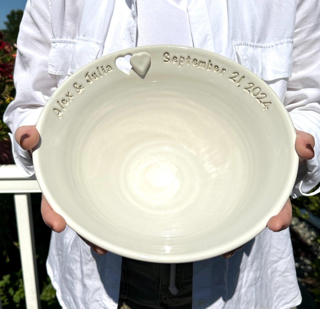 Personalized Bride and Groom Wedding Name Bowl, Custom Wedding Pottery ...