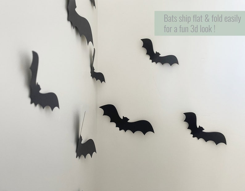3D Paper Bat Halloween Wall Decor: Black Bats, 30 Pieces - Etsy