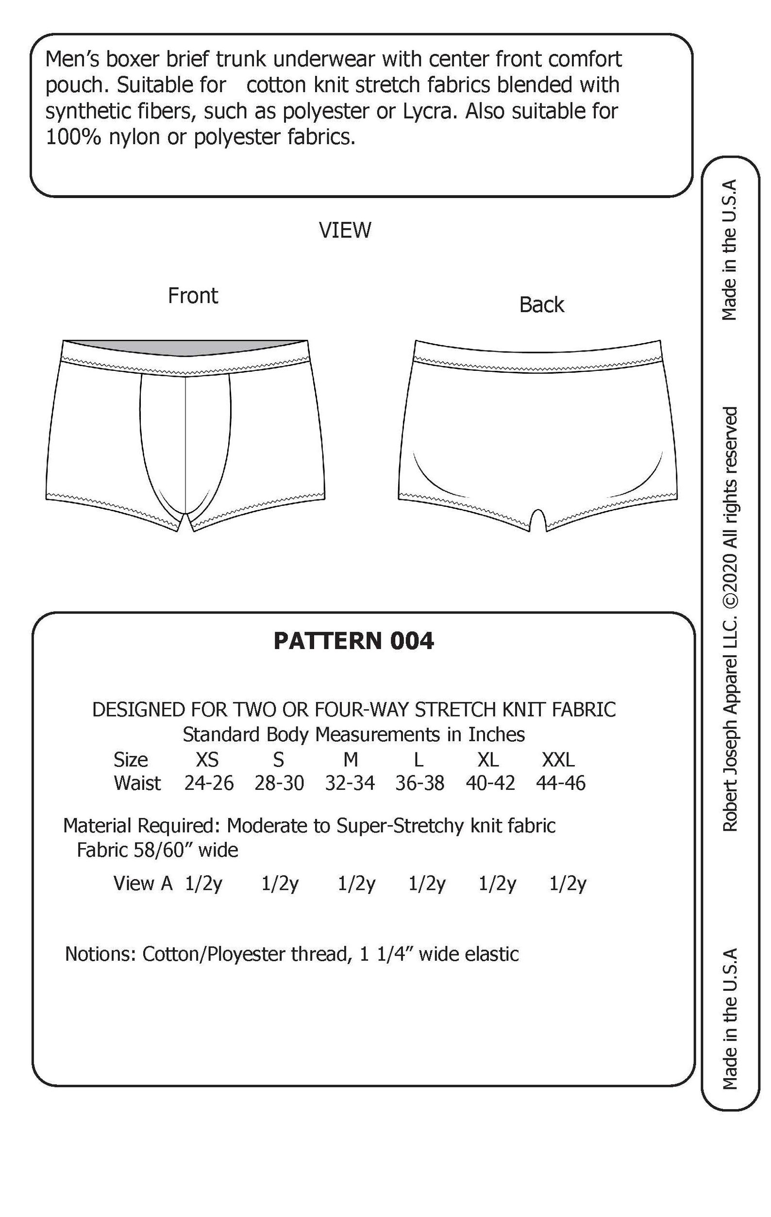 Mens Boxer Brief Trunk Underwear Sewing Pattern PDF Digital Download - Etsy