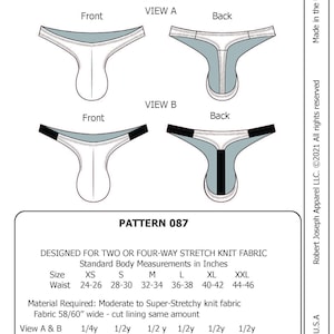 Men's T-back Thong With 2 Views Sewing Pattern PDF Download - Etsy