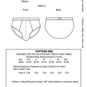Mens Front Pouch Brief Underwear Sewing Pattern PDF - Etsy