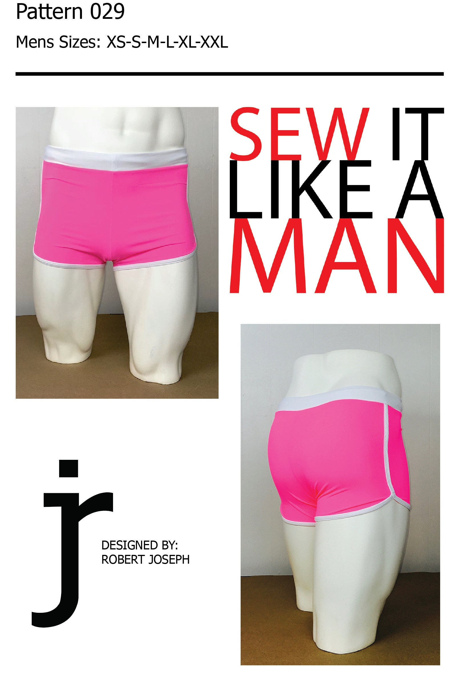 Men's Retro Style Swim Trunk With Waistband and Leg Binding PDF Sewing ...