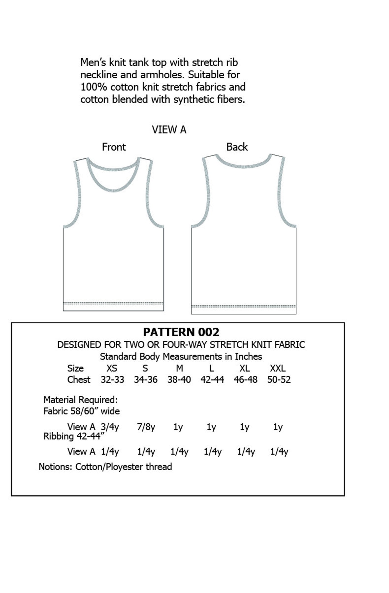 Mens Tank Top Sewing Pattern PDF Digital Download - Etsy Canada