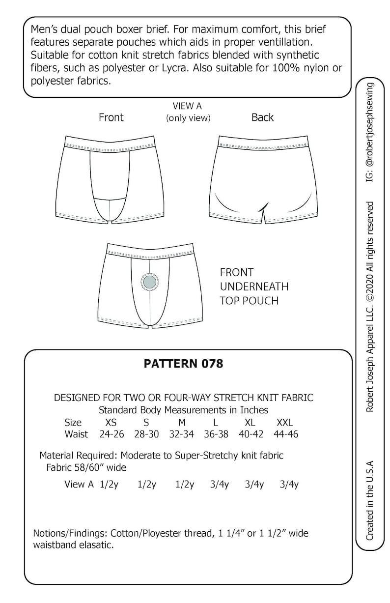 Men's Dual Pouch Boxer Brief Sewing Pattern PDF - Etsy