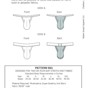 Men’s Strapless Sack Pouch G-string Jockstrap Underwear Sewing Pattern ...