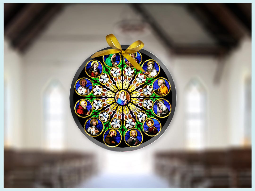 Customizable Stained Glass Print Ornament or Suncatcher ~ Religious ...