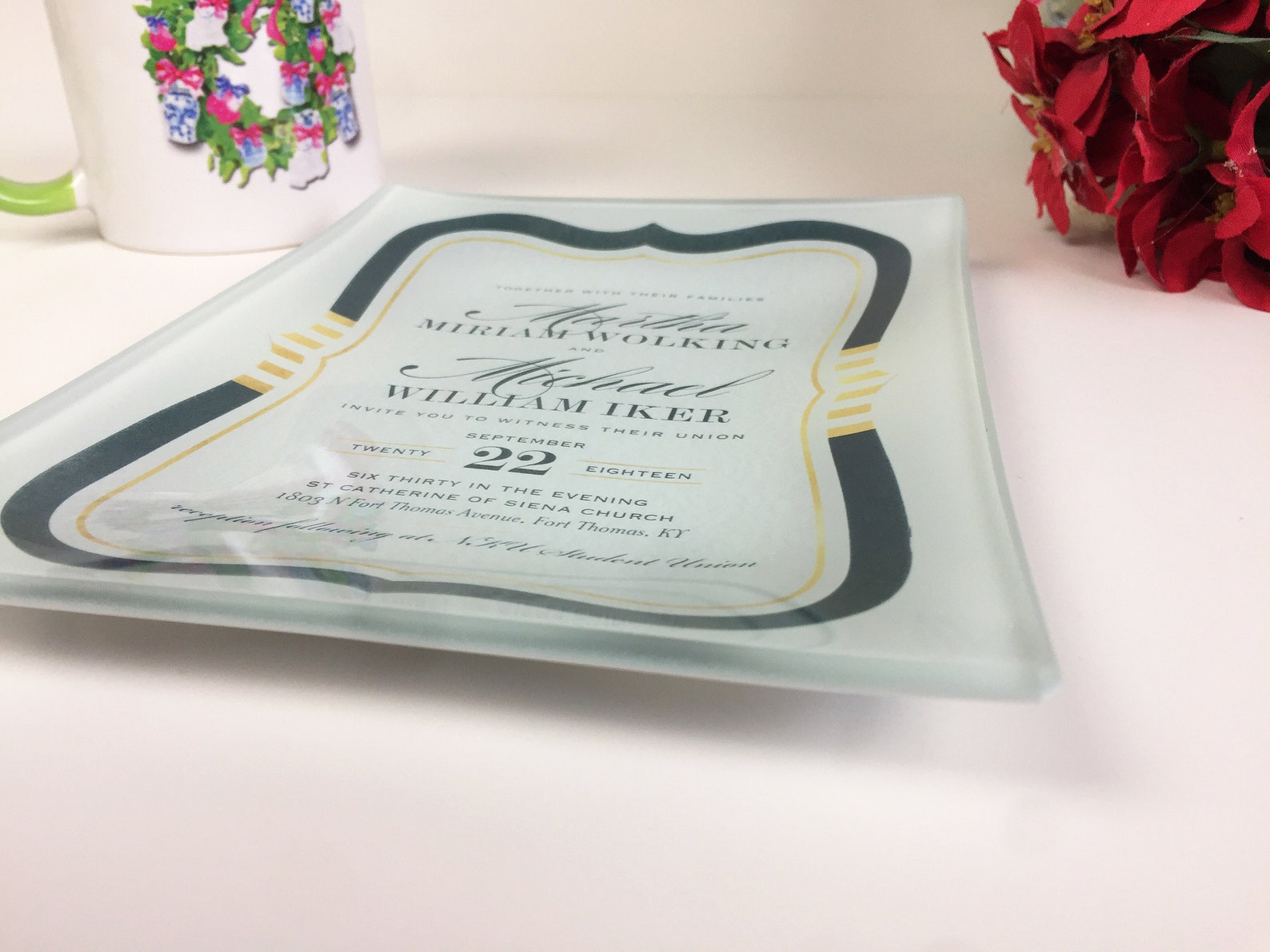 Personalized Glass Trinket Tray Wedding Invitation Keepsake - Etsy
