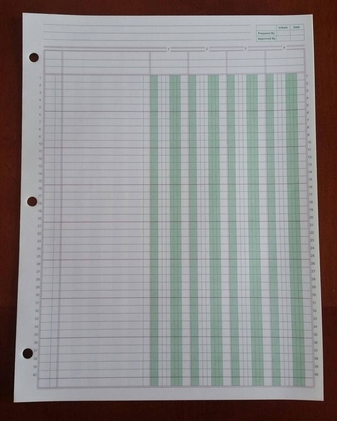 Vintage/retro Looking Ledger Paper Green 5 or 10 Sheets - Etsy