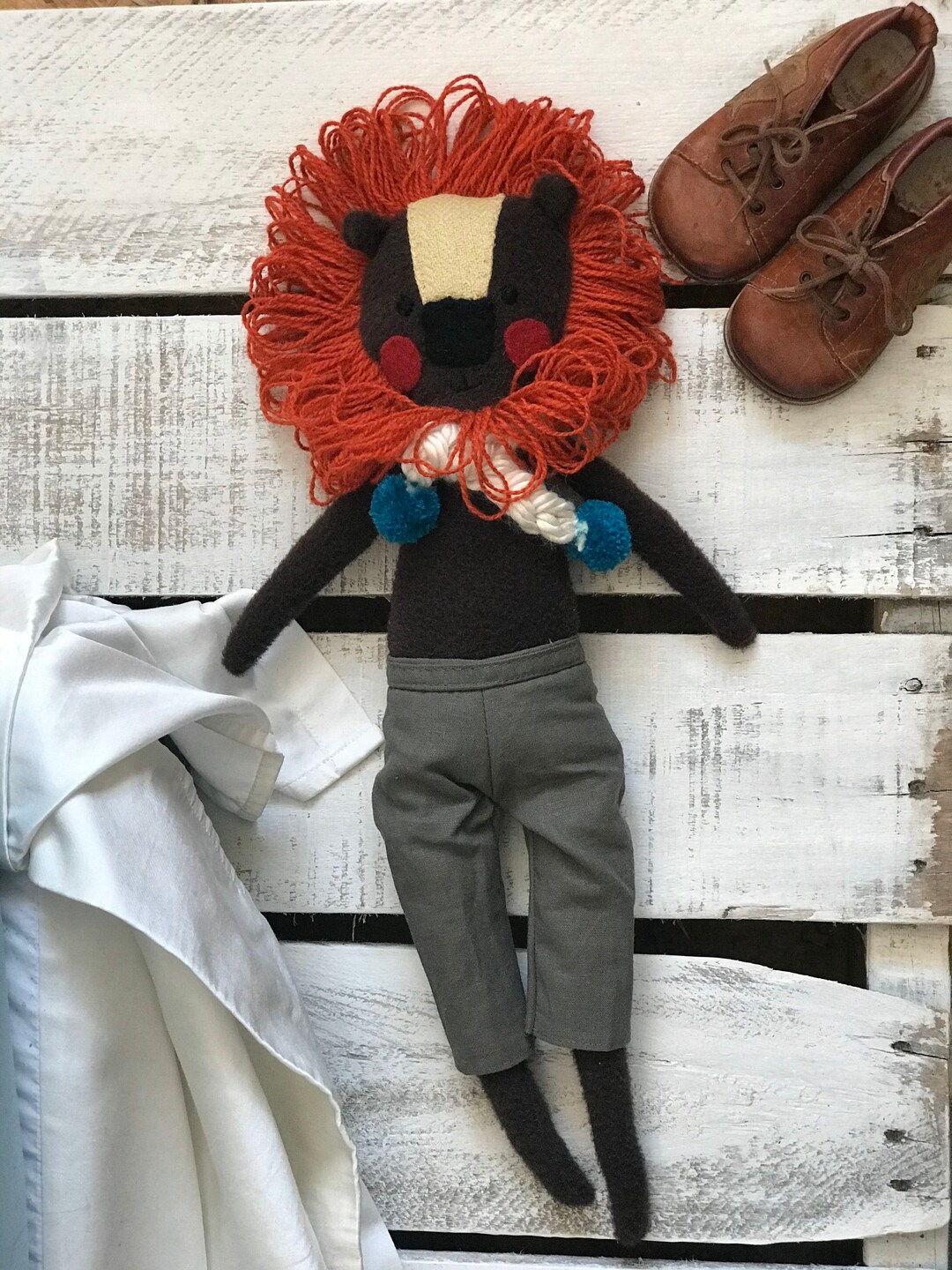 Lion, Lion Doll, Ecodoll, Wool Lion, Handmade Doll, Lion Plush, Brown ...
