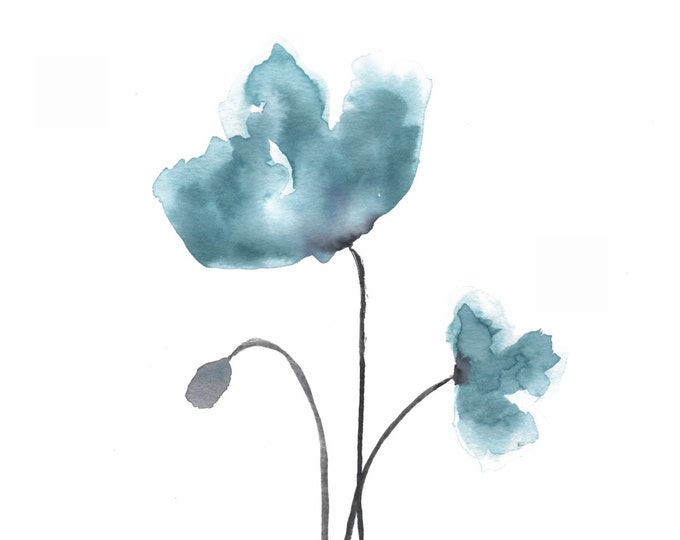 GICLEE PRINT 5x7 Blue Poppy Watercolor Painting, Giclee Print, Poppy ...