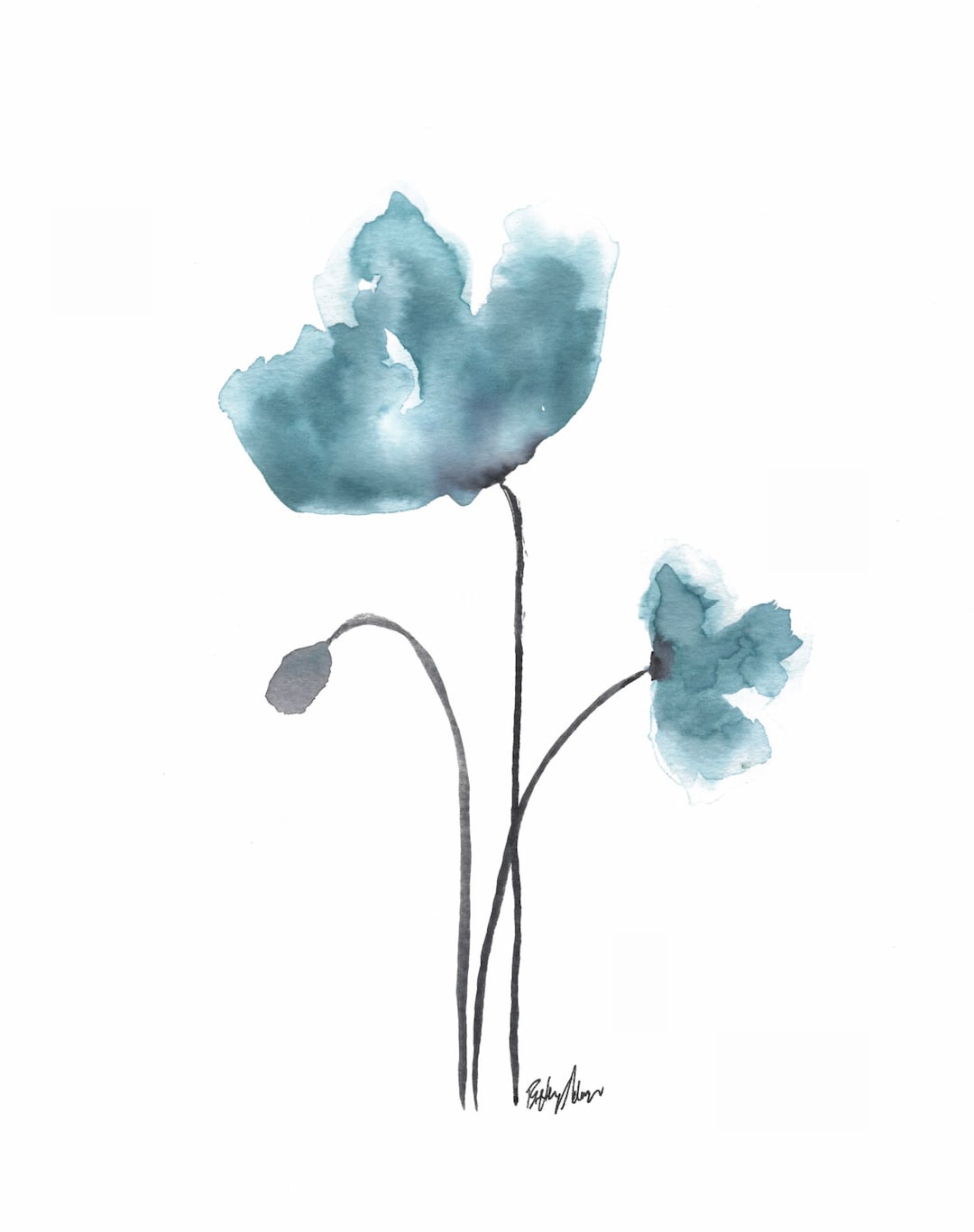 GICLEE PRINT 5x7 Blue Poppy Watercolor Painting, Giclee Print, Poppy ...