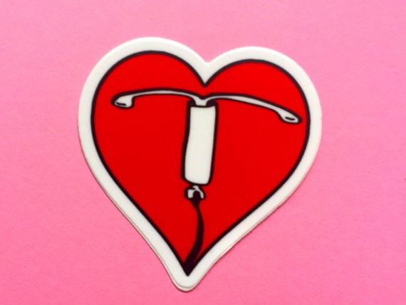 IUD Heart/iud Love Vinyl Sticker in Red - Etsy