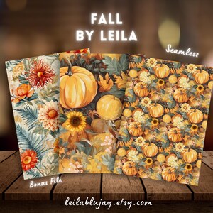 Fall Autumn Pumpkin Sunflower Pattern, Seamless Repeating File for ...