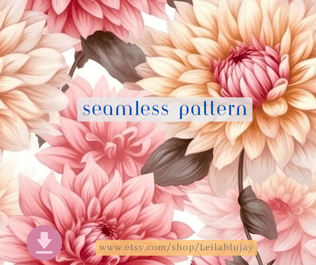 Dahlia Pattern Png, Seamless Repeating File for Printing, Floral ...