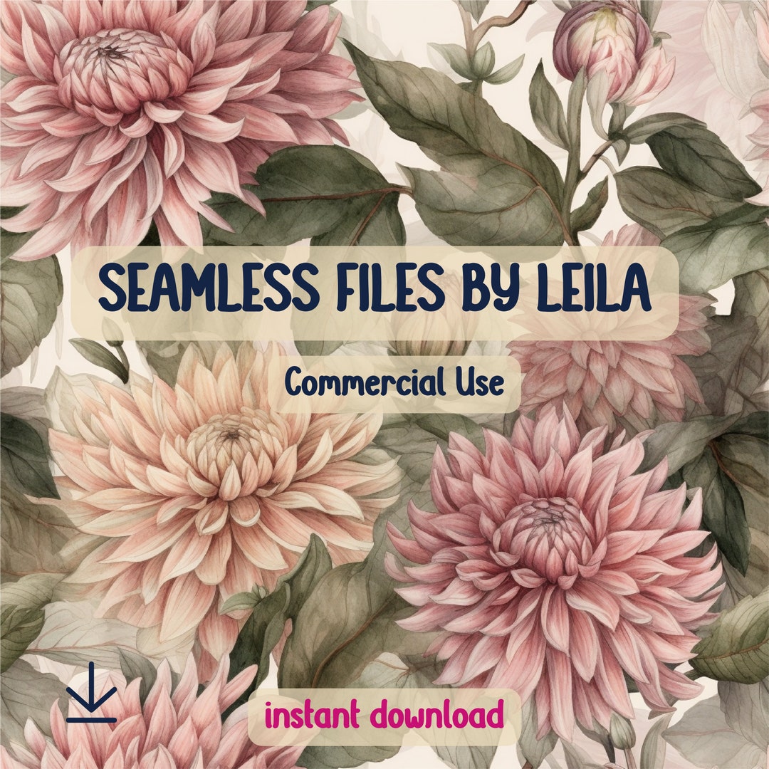 Dahlia, Seamless Pattern, Boho Floral PNG, Vintage Pattern Png ...