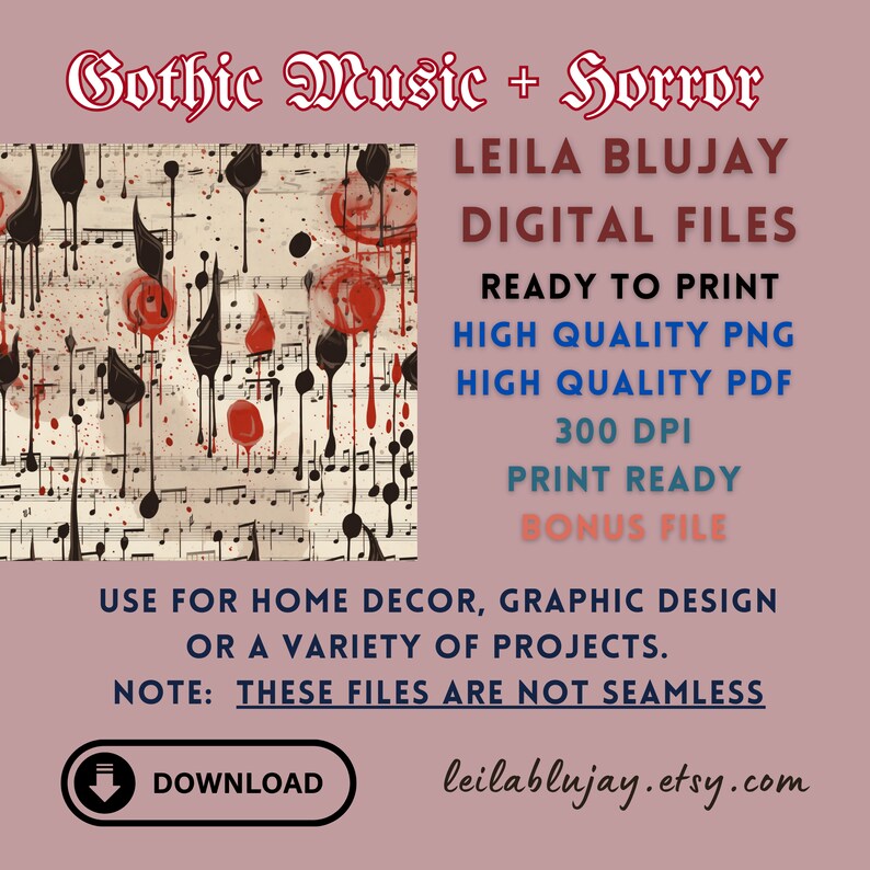 Bloody Horror File, Gothic Seamless, File for Printing, Sublimation ...